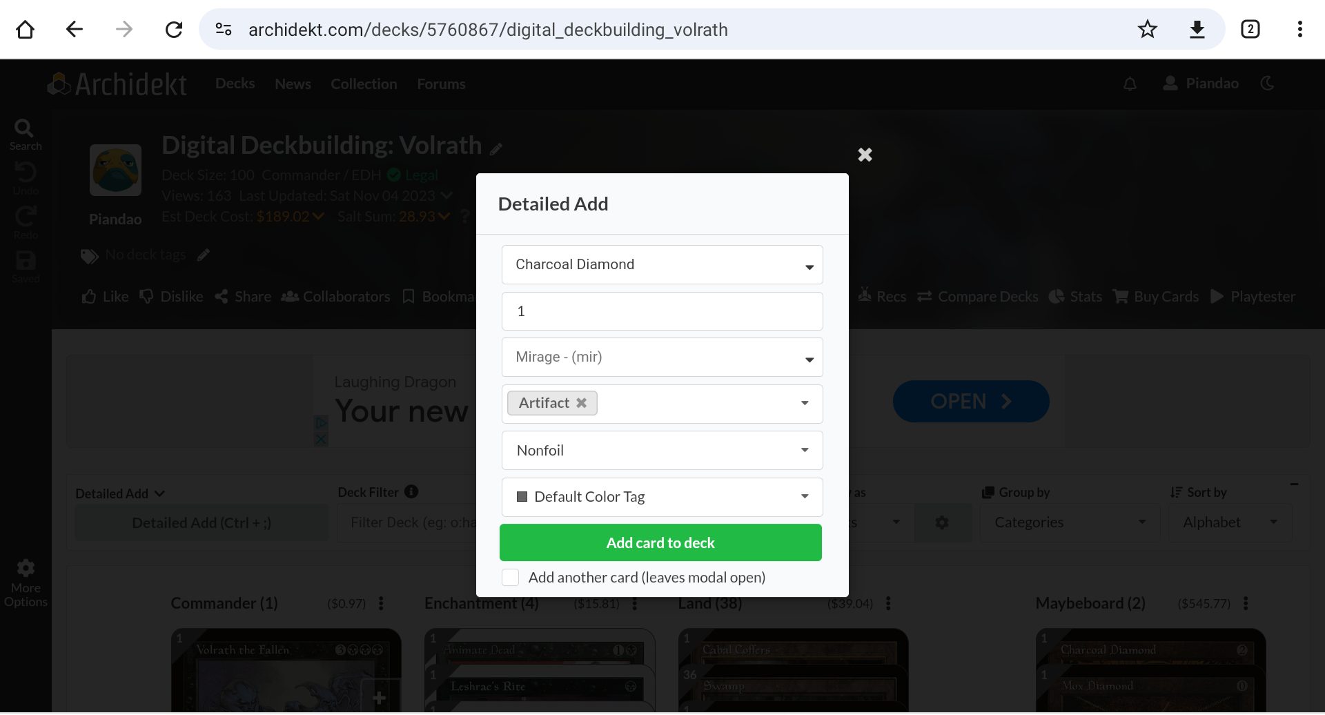 Digital Deckbuilding - Card Searches on EDHREC and Archidekt - EDHREC