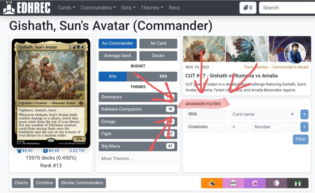Digital Deckbuilding - How to use Archidekt and EDHREC Filters - EDHREC
